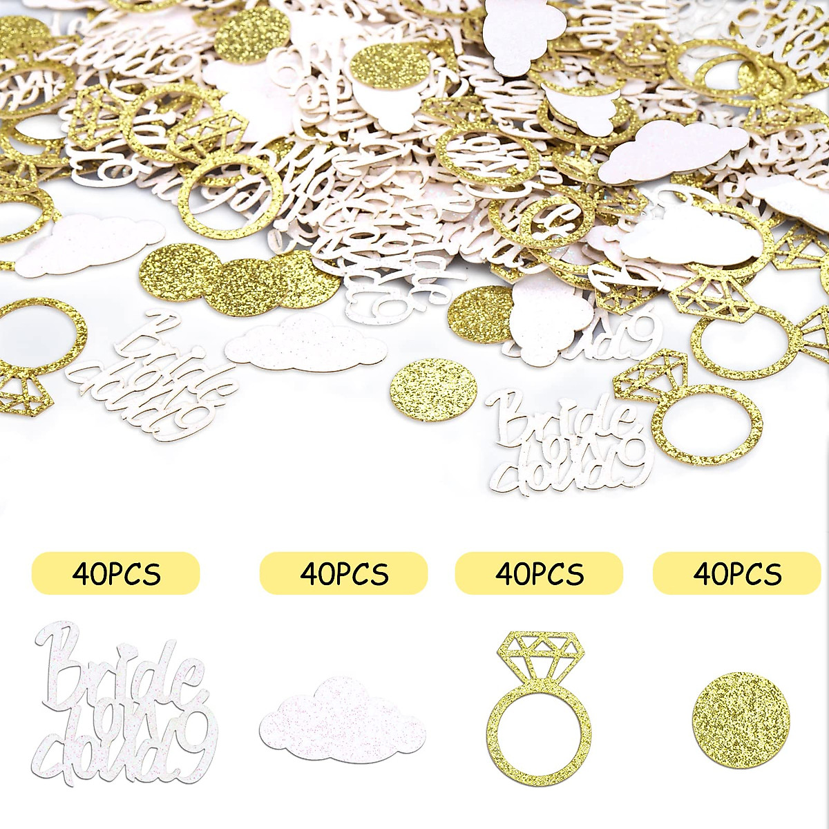 Bride On Cloud 9 Bachelorette Decorations Bridal Shower Confetti for Tables Bride on Cloud 9 Silver Bridal Confetti 200 Count for Bachelorette Wedding Shower Birthday