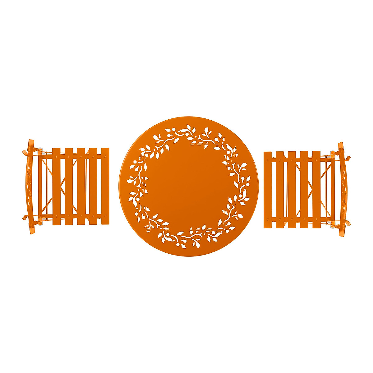 Alpine Corporation Indoor/Outdoor 3-Piece Bistro Set Folding Table and Chairs Patio Seating, Orange