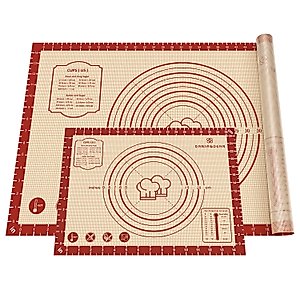 2 Pack Non Stick 26''x16'' Extra Large Thick Silicone Pastry Mat and 11''x16'' Cooking Mats, Double Measures Scale for Non-slip Silicone Baking Sheet,Counter Mat, Dough Rolling, Reusable Bakeware Mats