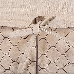 DII Farmhouse Chicken Wire Storage Baskets with Liner, Medium, Rustic Natural, 11x7.88x7", 2 Piece