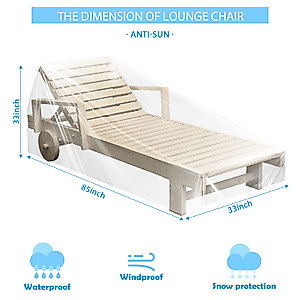 2 Pieces Waterproof Patio Lounge Chair Cover Heavy Duty Outdoor Chaise Lounge Covers 85L x 33W x 33H Plastic Outdoor Furniture Covers Clear Chaise Cover Large Weatherproof Patio Sofa Furniture Covers