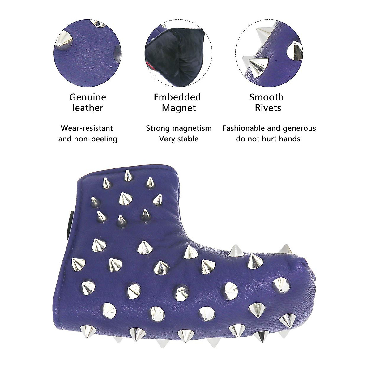 HISTAR 1pcs Golf Genuine Leather Blade Putter Cover for Odyssey Scotty Cameron (Blue)