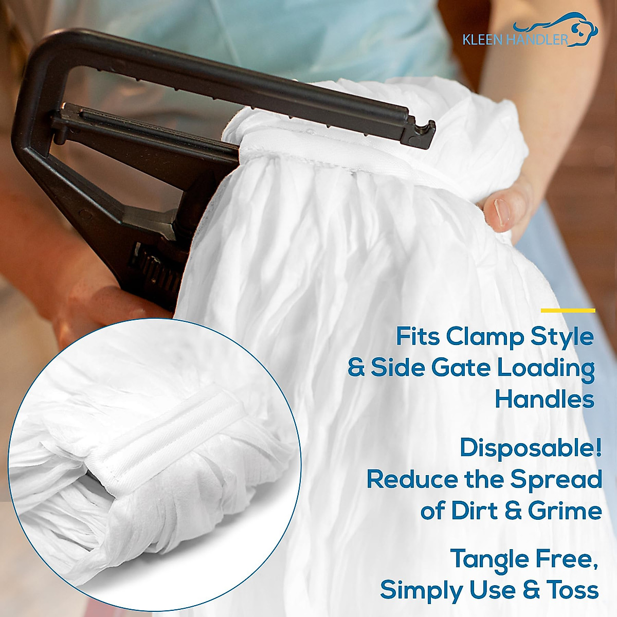 KLEEN HANDLER Bulk Disposable Cut-End Mop Head Non-Woven, Commercial Grade Replacement Mop Head (24 Case Pack)