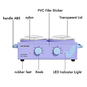 Double Wax Warmer for Hair Removal 14oz Wax Pot Warmer Professional with Anti-scalding design see-through lid Dual Waxing Pot Machine Faster Wax Melting for Large Area Waxing
