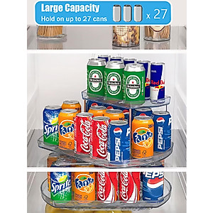 Lazy Susan Turntable Organizer for Refrigerator 2 Tier, Large 16.53'' Clear Rectangular Fridge Organizer Storage, Square Lazy Susan for Cabinet, Table, Pantry, Kitchen, Countertop