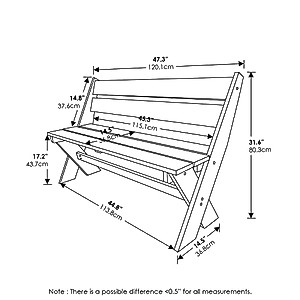 Furinno Tioman Outdoor 2 Seater Bench, Cross Leg Bench