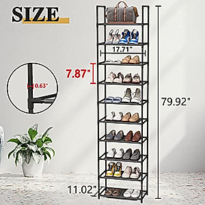 Z&L HOUSE 10 Tier Shoe Rack Tall, Sturdy Free Standing Narrow Shoe Stand, Store 20-24 Pairs of Shoes, Stackable Shoe Organizer Storage Shelf for Entryway to Increase The Use of Space
