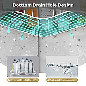 SORGMACH Shower Caddy Bathroom Corner Shelf Adhesive Basket Storage Rack Toile Holder Organizer with 4 Removable Hook Wall Mounted for Bathroom Kitchen Toilet - 2 Pack, White