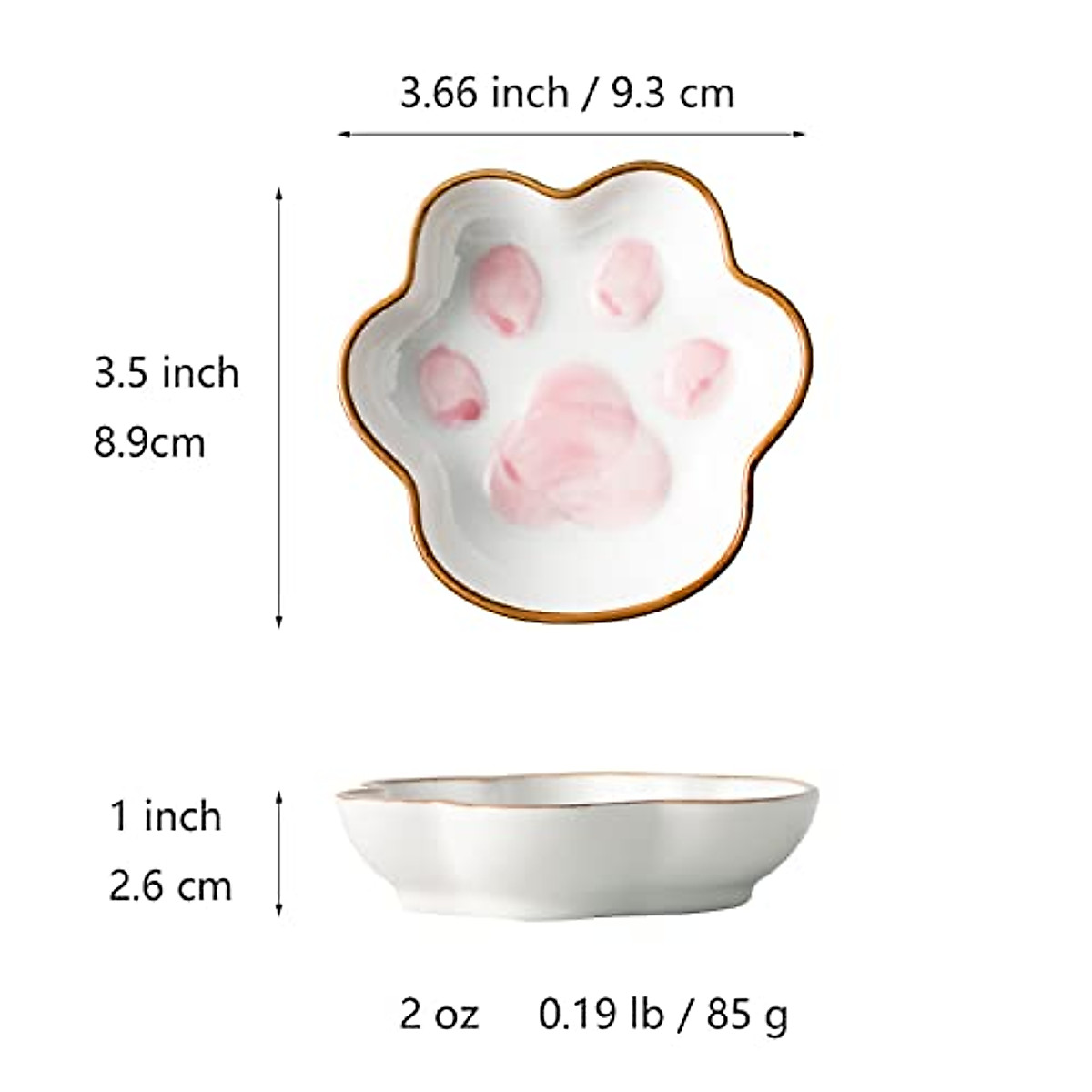 WUYIAZHI Cat Paw Shaped Soy Sauce Dishes, Cute Ceramic Dipping Sauce Cups, Mini Dipping Bowls 2 Ounces, Set of 8