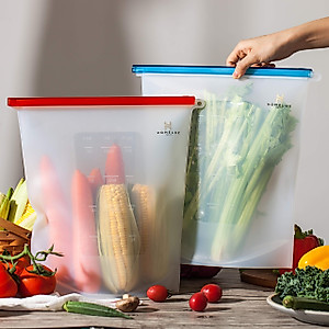 HOMELUX THEORY Reusable Gallon Freezer Bags, 2pcs Extra Large Silicone Reusable Freezer Bags for Food Storage, Reusable Silicone Food Storage Bags, Silicone Snack Bags For Travel & Camping (2pcs XL)