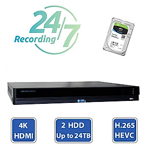 GW 12 Channel 2K NVR 2MP H.265+ Color Night Vision Human Detection Security Camera System - 12 x UltraHD 2K PoE IP Indoor Long Camera