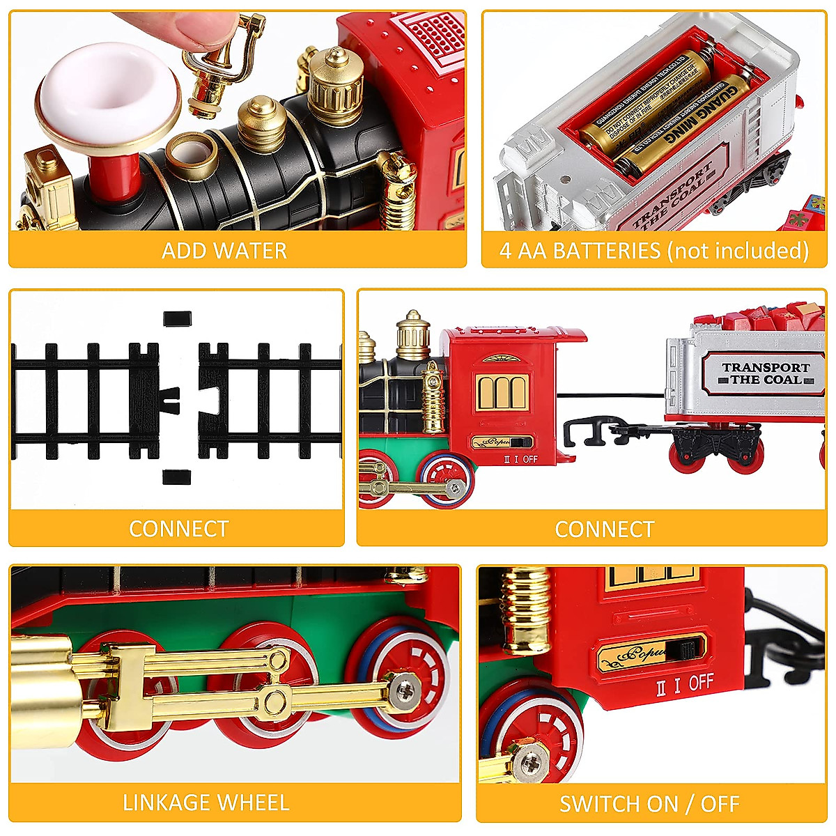 Christmas Train Electric Train Toy Sound Light Railway Tracks Christmas Tree Kids Toddlers