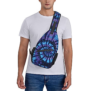 Yrebyou Tie Dye Sling Bag Hiking Travel Backpack Waterproof Adjustable Daypack Crossbody Shoulder Chest Bag For Women Men