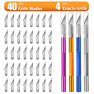 Viemior 4PCS Exacto Knife, Hobby Knife Craft Knifes with 40PCS Spare Exacto Knife Blades(#11), Profession Exacto Knives Precision Knife for Crafting, Arts, Modeling, Scrapbooking, Stencil