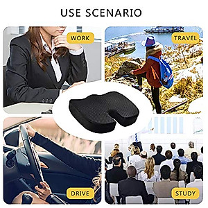 Foreate Memory Foam Seat Cushion with Gel Ergonomic Coccyx Cushion for Tailbone Hip Back Pain Relief, U Shape Chair Pads for Home Office Car Wheelchair Travel