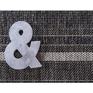 Unique Loom Outdoor Border Collection Area Rug - Soft Border (7' 1" x 10' Rectangle, Black/ Ivory)