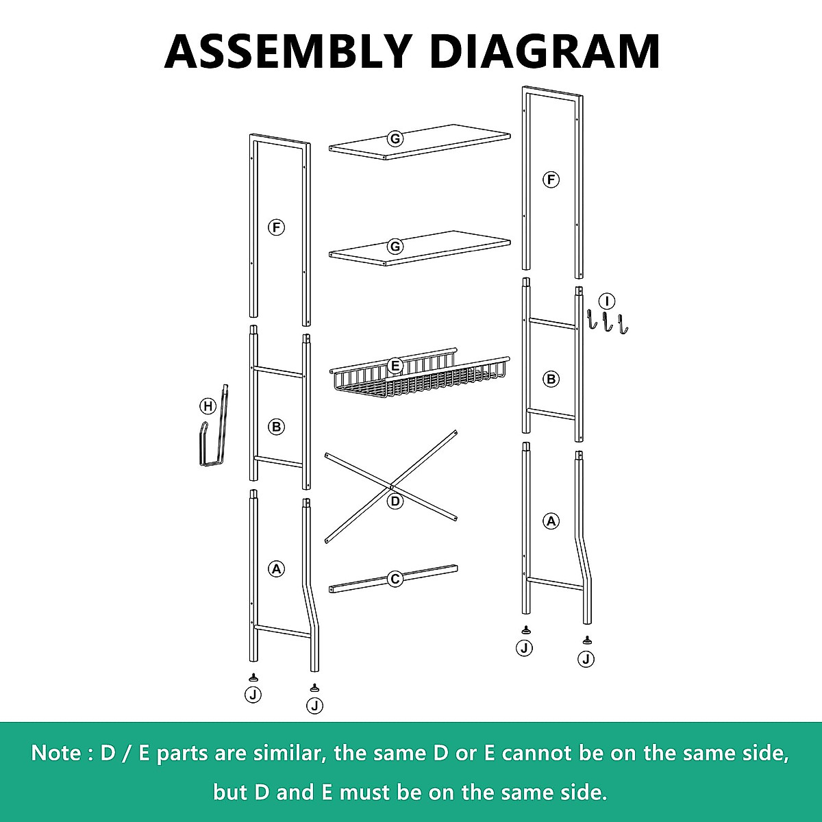 Kalrin Over-The-Toilet Storage Rack, 3-Tier Bathroom Organizer Shelf Over Toilet with Shelf and Basket, Freestanding Space Saver Bathroom Shelves Above Toilet for Room (Black)