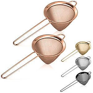 2 Pack Stainless Steel Small Food Strainer, Fine Mesh Sieve with Long Handle, Cocktail Strainer For Cocktails, Tea Herbs, Coffee & Drinks, Rust Proof & Great as Tea Strainer, 3.5inch