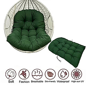 GPPSUNGD Waterproof Swing Egg Chair Cushion 47 X 35In Indoor/Outdoor Hammock Chair Cushion Washable Hanging Basket Seat Cushion (Only Cushion) (Light Gray)