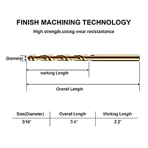 Owl Tools 3/16" Inch Cobalt Drill Bits - 13 Pack of M35 Cobalt Drill Bits with Storage Case - Perfect Drill Bits for Metal, Hardened & Stainless Steel, Cast Iron, and More!