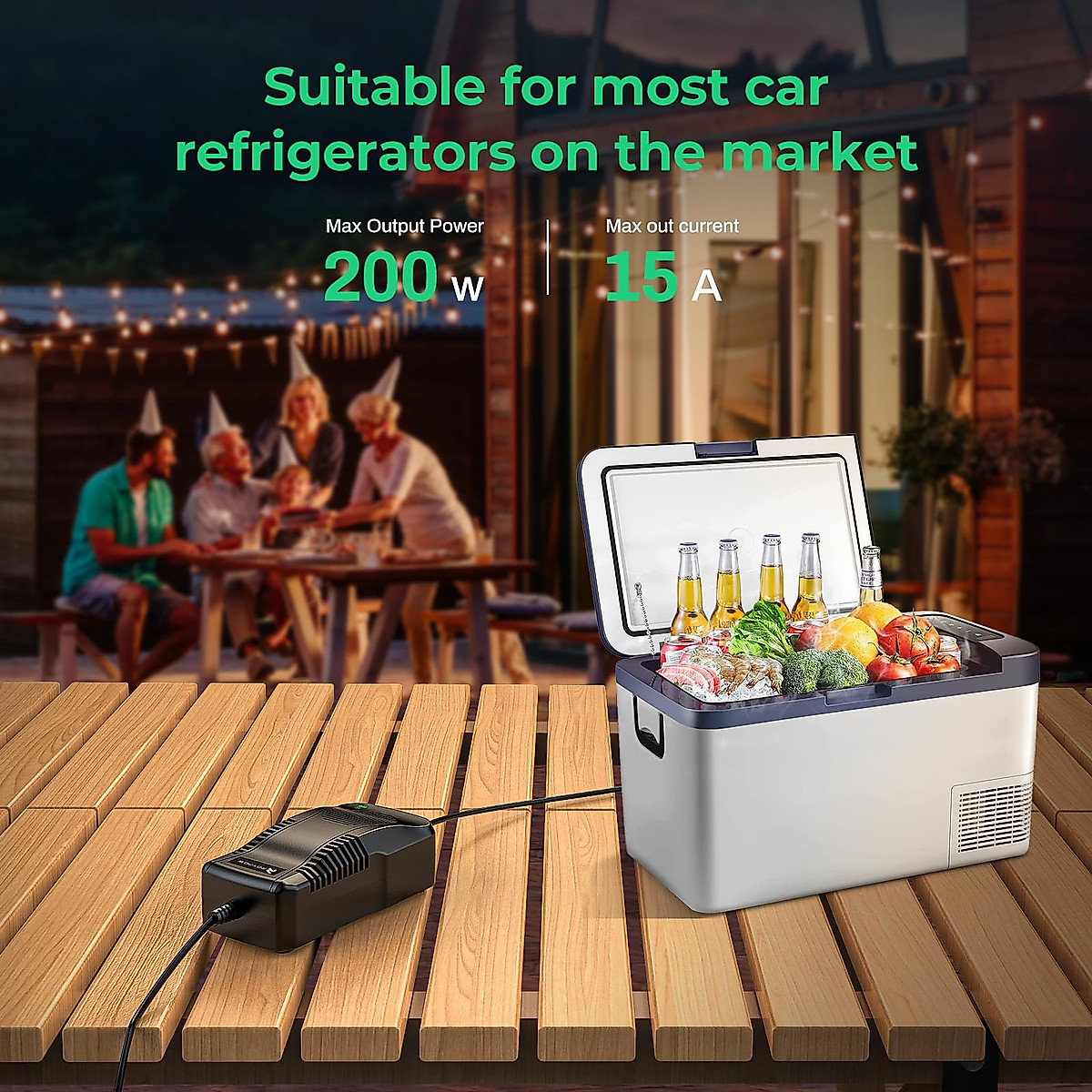 AC to DC Converter, RoyPow 180W (Max 200W) 15A 100V~120V to 12V Car Cigarette Lighter Socket AC/DC Power Supply Adapter Transformer for Inflator, Car Refrigerator