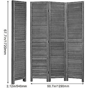Room Dividers 3 Panel Partition Room Dividers 5.6 Ft Tall Privacy Wall Foldable Room Divider Privacy Screen Wood Screen Room Separator for Home Office Bedroom Restaurant , Gray