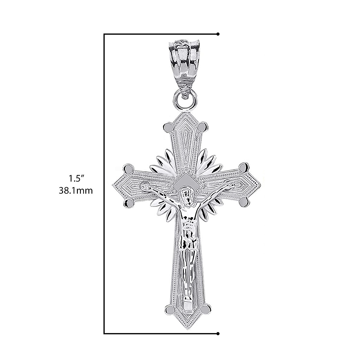 Religious Jewelry .925 Sterling Silver Natal Starburst Crucifix Jesus Christ on the Holy Cross Pendant Charm