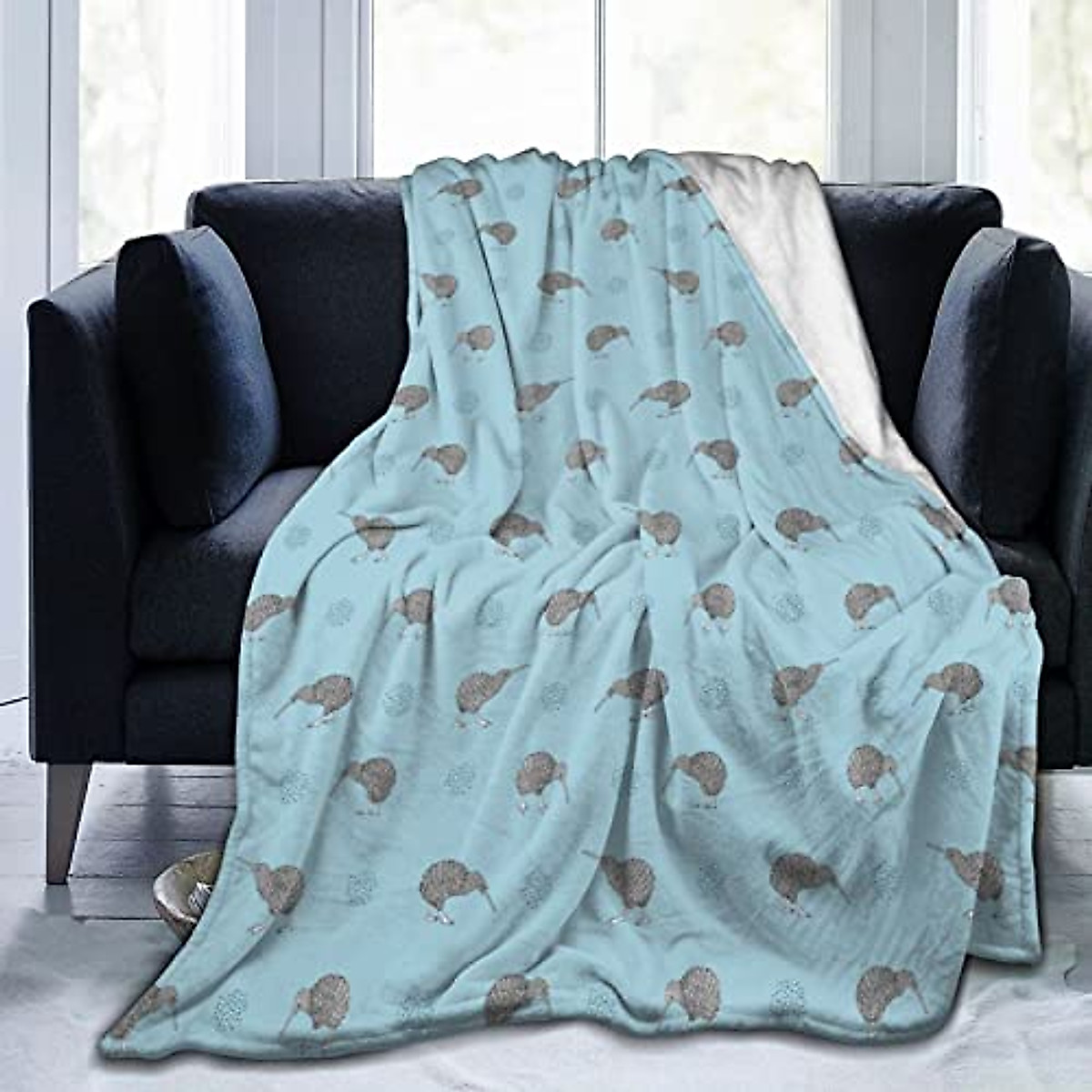 Kiwi Birds Indigenous New Zealand Throw Blanket Soft Plush Fuzzy Warm Fluffy Blanket Decorative Lightweight Fleece Cozy Sofa Bed Blanket for All Seasons 60"x50"