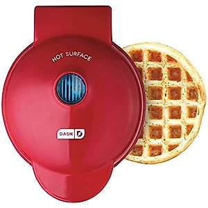 DASH Mini Maker for Individual Waffles, Hash Browns, Keto Chaffles with Easy to Clean, Non-Stick Surfaces, 4 Inch, Red