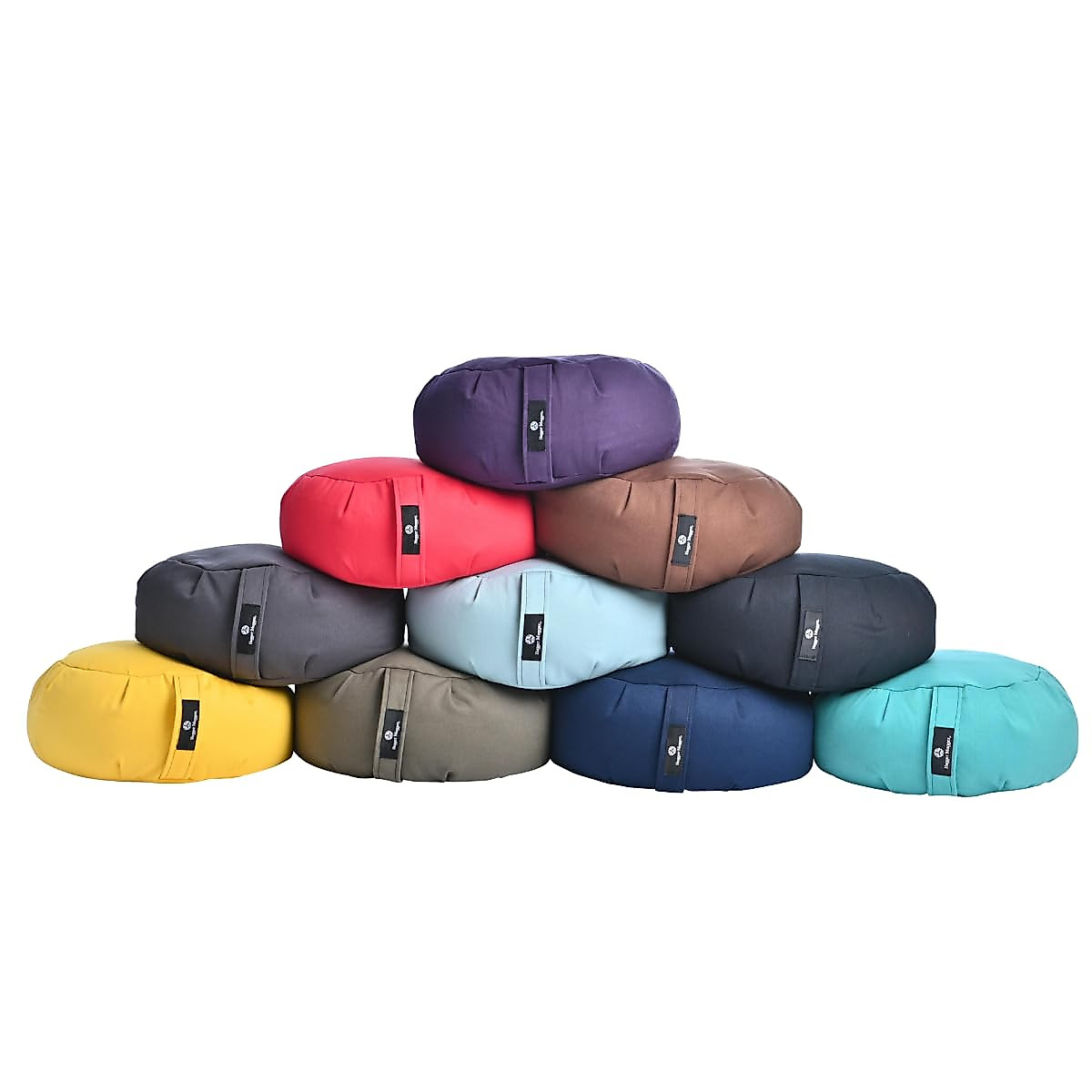 Hugger Mugger Zafu Meditation Cushion - Blue - Support in Cross-Legged Sitting, Buckwheat filled, Durable Fabric, Convenient Handle, Handmade in USA