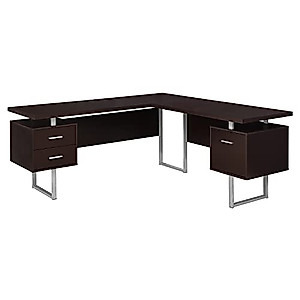 Monarch Specialties Computer 70" L Desk Left or Right Facing - Capuccino & 2-Drawer Computer Stand on Castors-Cappuccino I 7004 Filing Cabinet
