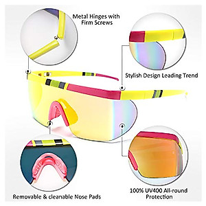 FEISEDY Oversized Mirror Shield Sport 80s Sunglasses Ski Goggles Flat Top One Piece Futuristic Visor Women Men B2522
