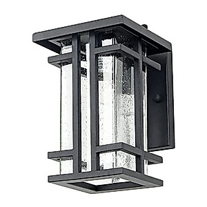 Retro Outdoor Wall Light Small Outside Wall Lamp with Clear Seeded Glass Shade 10"H Exterior Light Fixtures Wall Mount IP65 Waterproof Outdoor Porch House Lighting Exterior Wall Lantern E26,Black