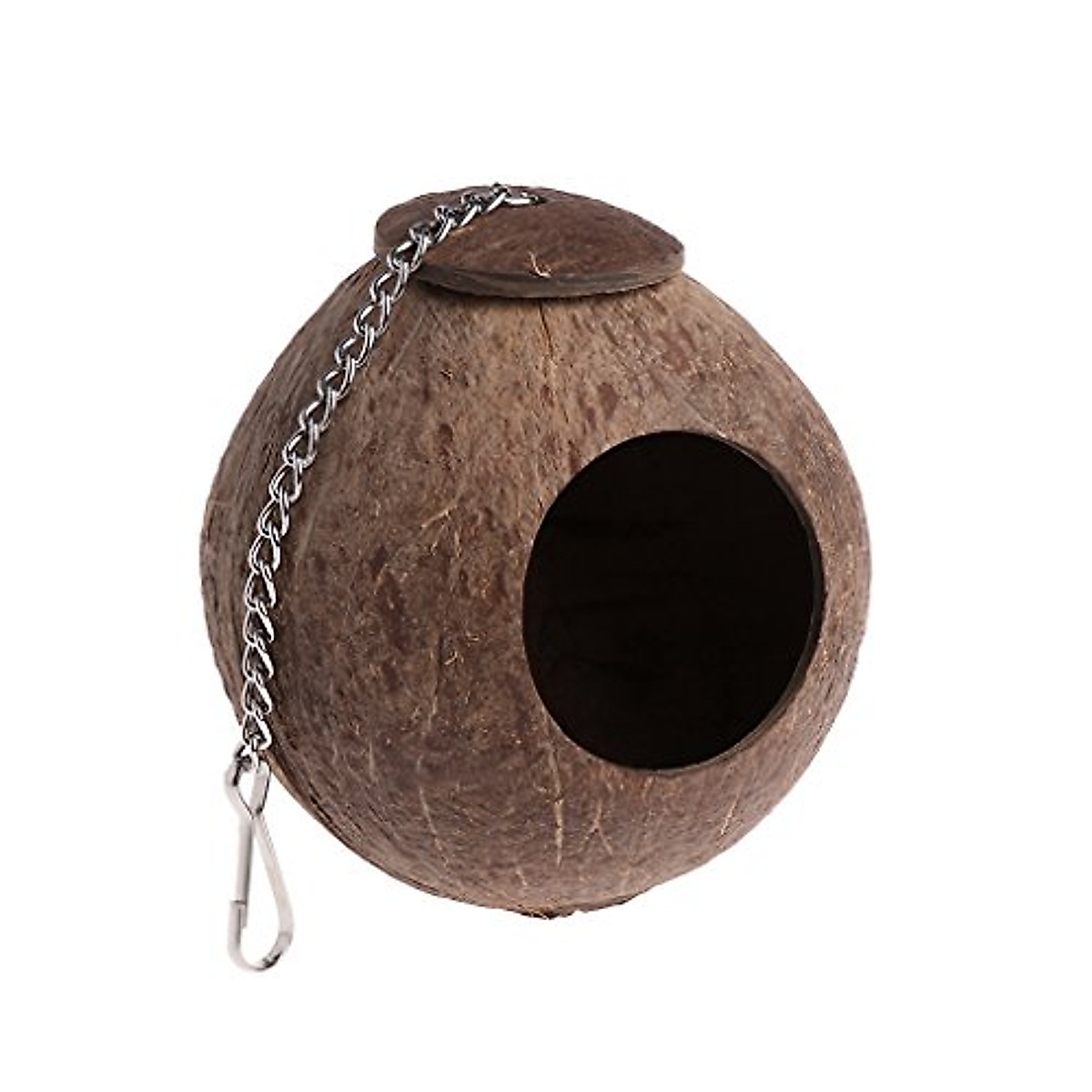 Dft Natural Coconut Shell Bird Nest House Hut Cage Feeder Toy for Pet Parrot Parakeetatiel