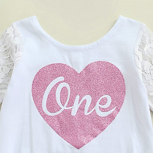 Newborn Baby Girl 1st Birthday Outfits Boho Lace Romper Dress Long Sleeve Bodysuit Jumpsuit Infant Tutu Dress Clothes Sets (A1 White, 9-12 Months)