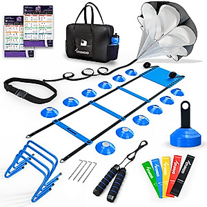 STUHOO Agility Training Equipment Set | Soccer Training Equipment for Kids Youth | Agility Ladder Speed Training Equipment with Bag | Football Training Equipment with Speed Hurdles, Cones for Footwork
