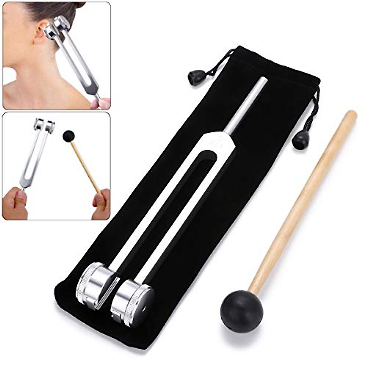 Bysameyee Tuning Fork 128 Hz, C-128 Frequency Aluminum Alloy Medical Non-Magnetic Tuning Fork for Healing with Taylor Percussion Hammer Mallet (128Hz)