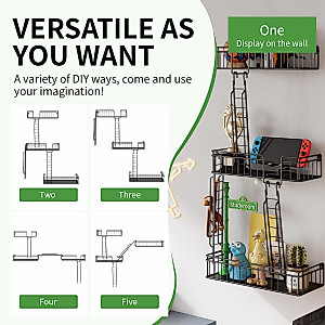 Sumbame 3-Tier Fire Escape Wall Shelf, Black Metal Floating Shelves, Eye-Catching Wall Mounted Picture Ledge Shelf, Unique Knick Knack Shelf Organizer, Funky Home Decor for Living Room and More