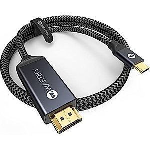 Warrky USB C to HDMI Cable 6ft, 4K@60Hz HDR [Aluminum Shell, Gold-Plated Plug] Braided Type C to HDMI 2.0 Cord, Thunderbolt 3/4 Compatible with MacBook Pro/Air, Mac, Samsung Galaxy, Surface, iPad, TV