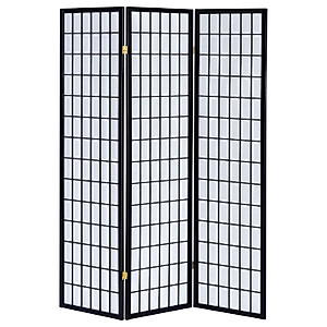 Carrie 3-Panel Folding Screen, Black and White