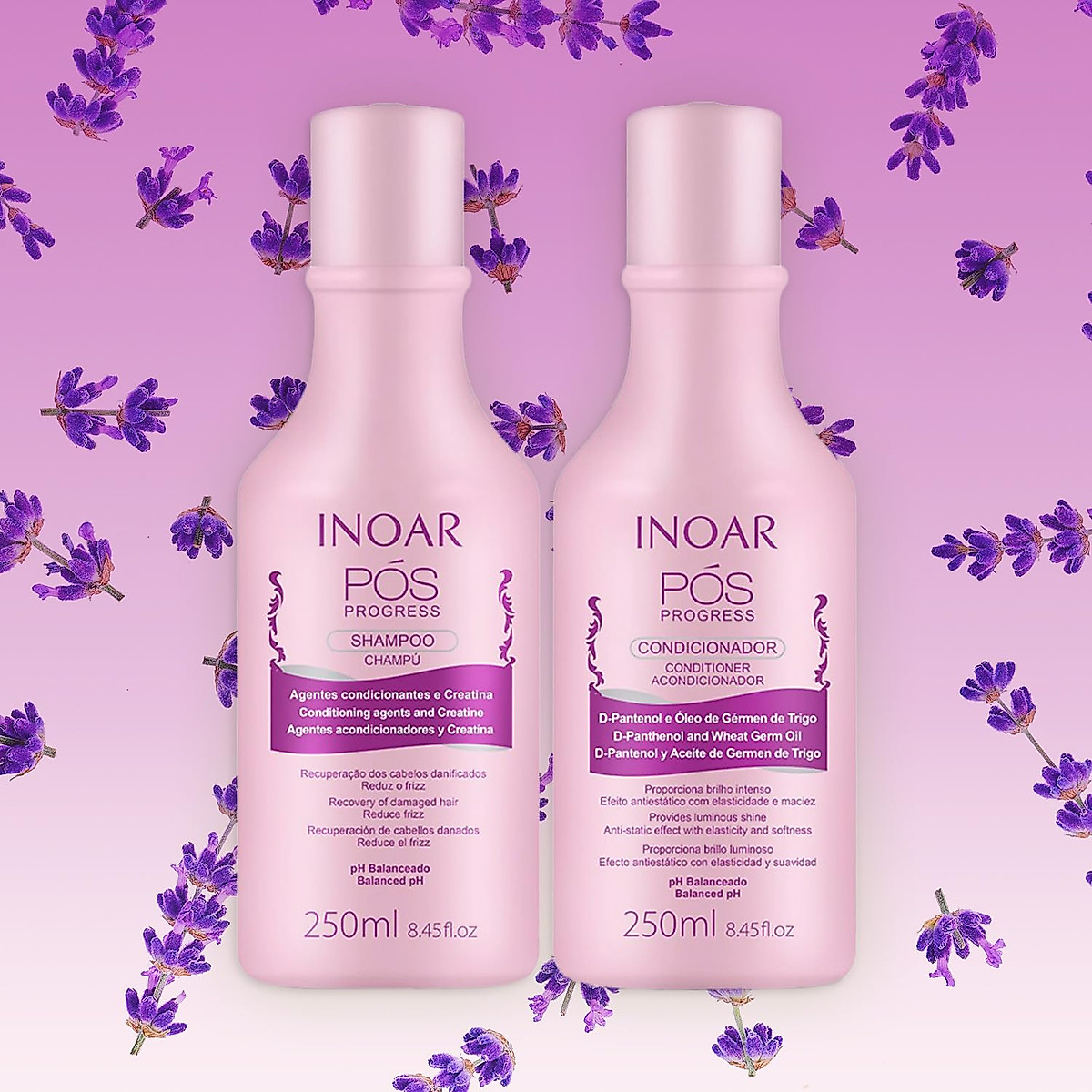 INOAR – POS Progress Shampoo & Conditioner Kit, Keratin Treatment, Strengthen Hair, Healthy, Soft, Smooth Hair, Anti-Frizz, Hair Repair, Vegan Hair Products for Men and Women (8.45 oz. each)