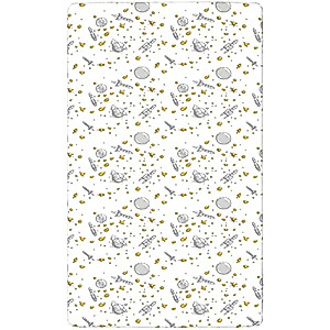 Space Themed Fitted Mini Crib Sheets,Portable Mini Crib Sheets Ultra Soft Material-Crib Mattress Sheet or Toddler Bed Sheet,24“ x38“,Multicolor
