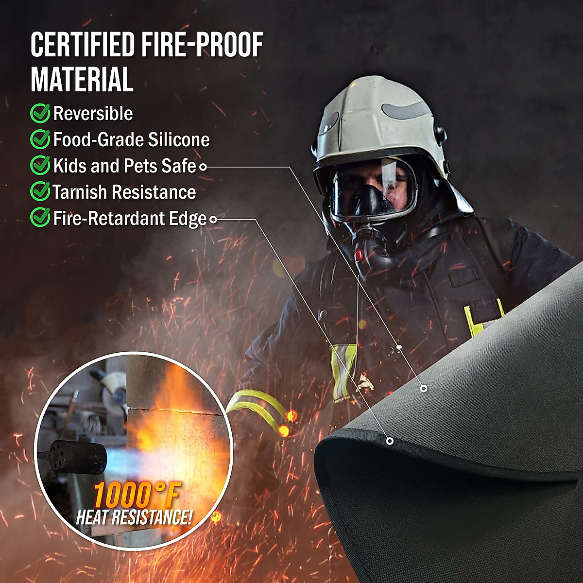 Fire Pit Mat for Under Fire Pit - 48" Fireproof mat, Grill Mats for Outdoor Grill Deck Protector, Grill Mats for Decks, Under Grill Mat, Grill Mats, BBQ Mat for Under BBQ, Patio Mat