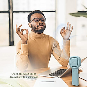 Lucent Air Handheld Fan with Power Bank – Matte Blue – Bladeless 2 in 1 Personal Fan for Travel, Office – 4000mAh Rechargeable USB Fan – Ultra-Quiet Cooling Fan – Non Slip Base Mini Fan
