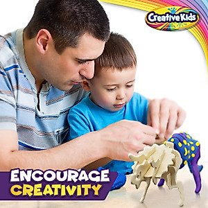 Creative Kids Dinosaur Air Dry Clay Kit for Kids - Build 3 Dinosaur Toys with Modeling Clay - Arts Crafts for Kids Ages 4-8 - Make Build Your Own Craft Dino STEM Models for Boys Girls
