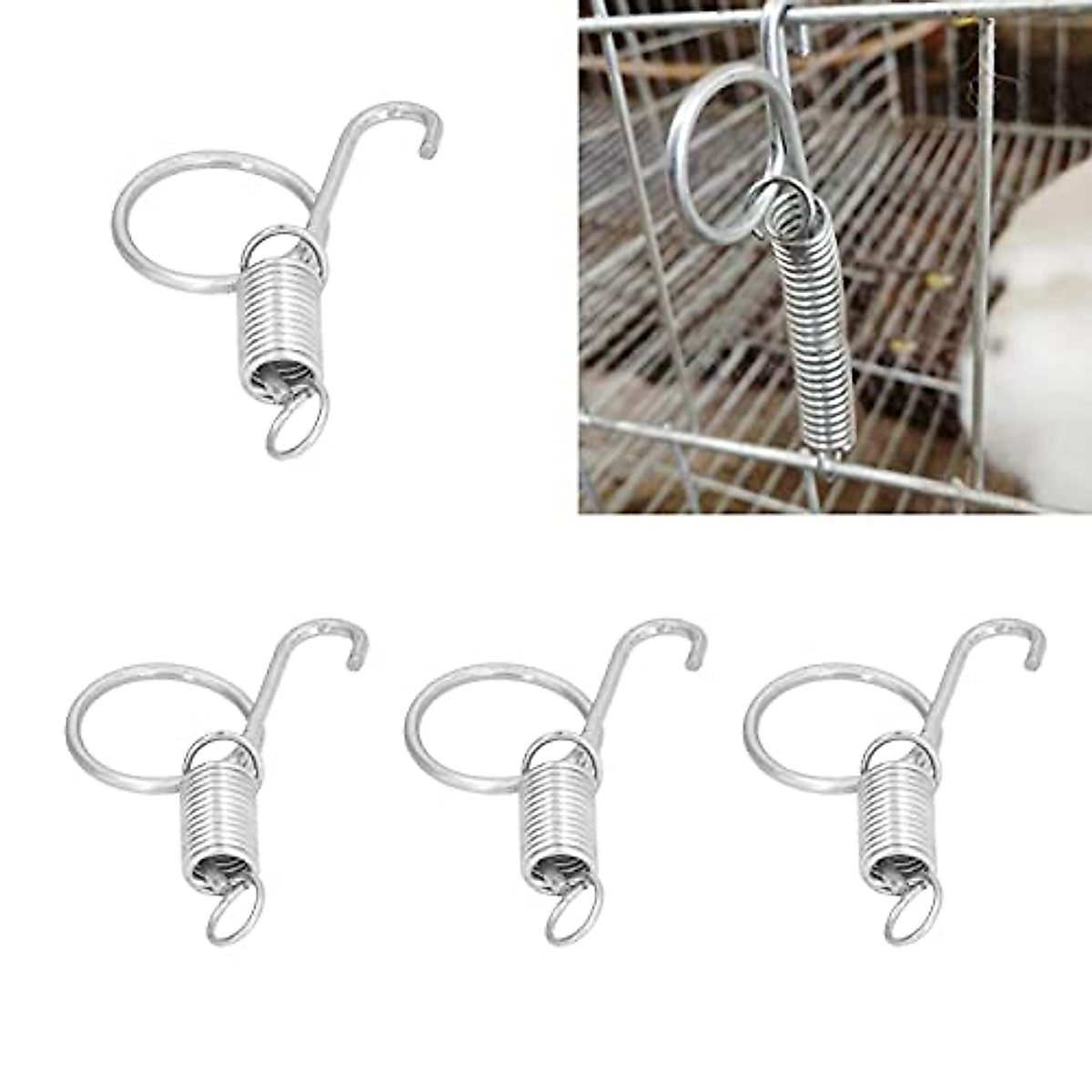 CHICIRIS Spring Cage Door Hook, 20PCS Cage Door Spring Hook Metal Finger Spring Latch Hook for Fixing Rabbit Pet Cage Door Farming Equipment(S)