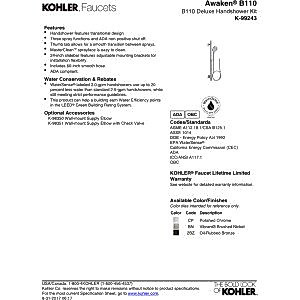 KOHLER K-99243-CP Awaken B110 Deluxe Slidebar Kit, Polished Chrome