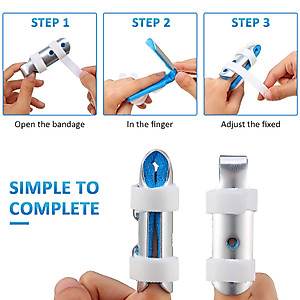 6 Pieces Finger Splints Metal Finger Support Finger Stabilizer for Adults and Children Finger Knuckle Joint Fixation, 3 Sizes (Blue)