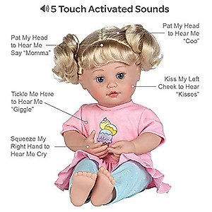 Adora My Cuddle & Coo Babies Collection, 15" Baby Doll with Sweet Powder Scent and 5 Touch Activated Sounds: She Cries, Coos, Giggles, Kisses Back & Says Momma Birthday Gift For Ages 3+ - Sweet Dreams