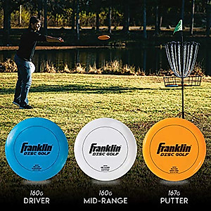 Franklin Sports Pro Disc Golf Discs Set - Equipment Starter Kit- Driver, Mid-Range, Putter Discs Included - Full Frolf - Professional Set